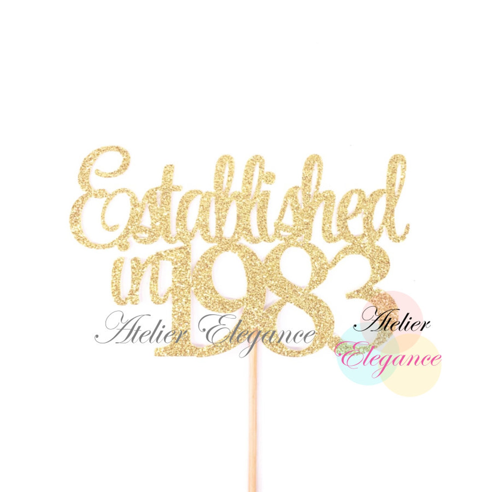 Established in 1983 Cake Topper Birthday Cake Topper Birth - Etsy