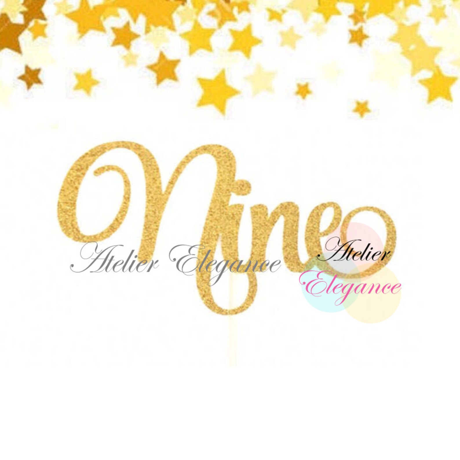 Lots Colors Nine Cake Topper Ninth Birthday Cake Topper 9 | Etsy