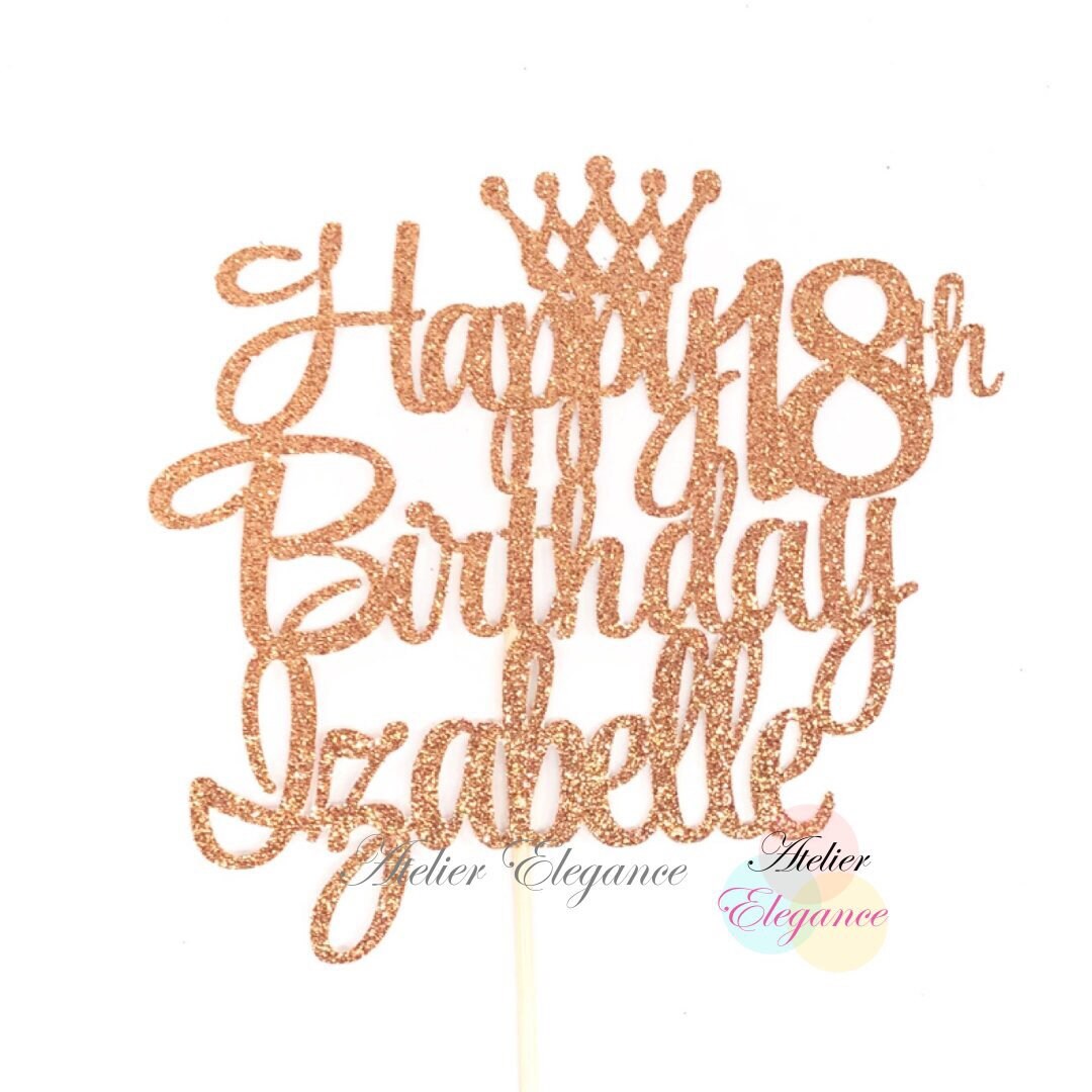 Any Name And Age Happy Birthday Cake Topper Custom Birthday Etsy