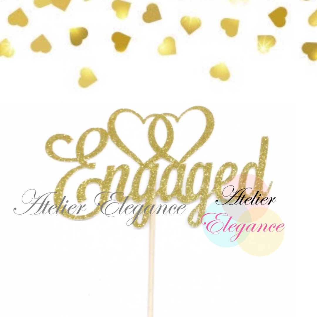 Engagement Cake Topper, Engaged Cake Topper, Bridal Shower Cake Topper ...