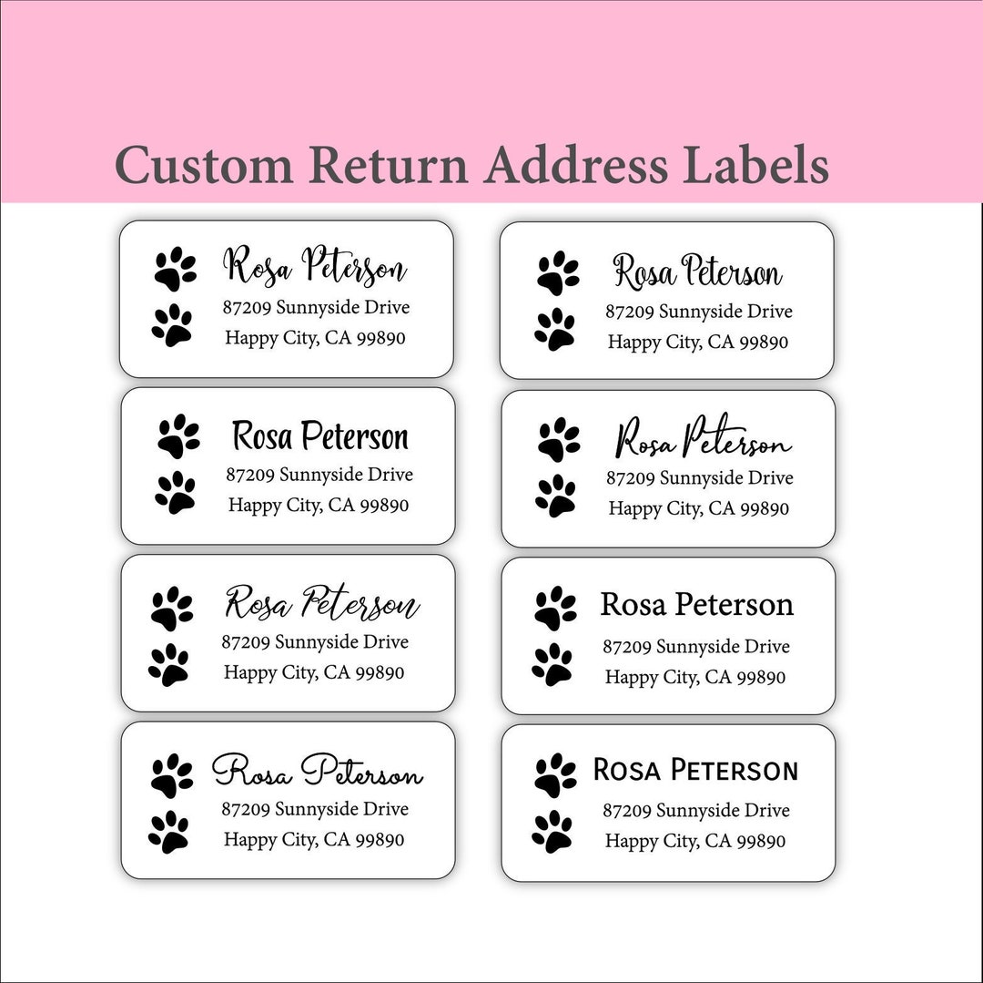 Paw Print Return Address Label, Custom Label, Envelope Labels, Name ...