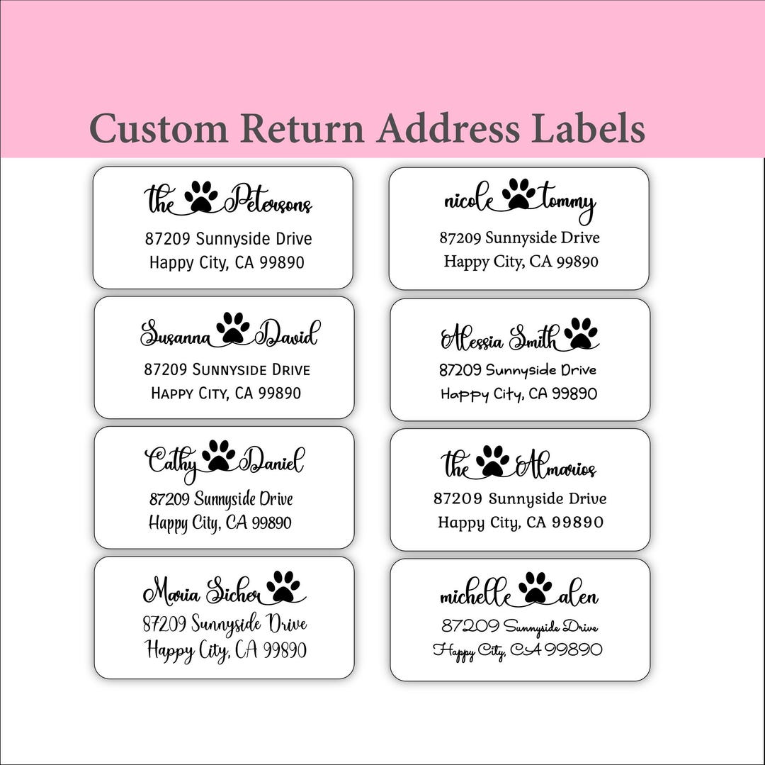 Paw Print Return Address Label, Custom Label, Envelope Labels, Thermal ...