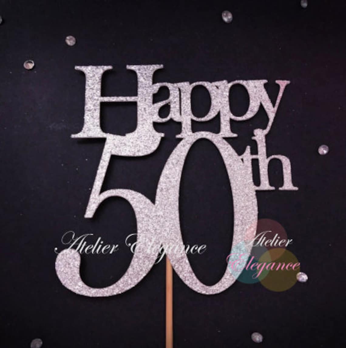 Happy 50th Cake Topper, 50th Birthday Cake Topper, 50th Birthday Party ...