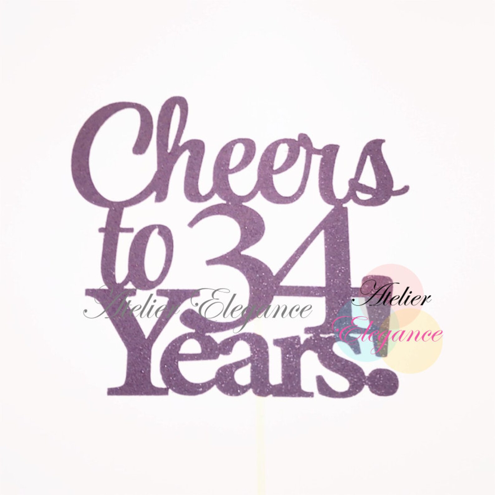 34th Birthday Cake Topper, Cheers to 34 Years Cake Topper, 34th ...
