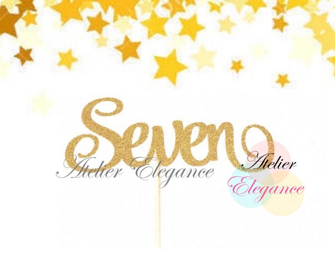 Seven Cake Topper, 7th Birthday Cake Topper, Seventh Birthday Cake ...
