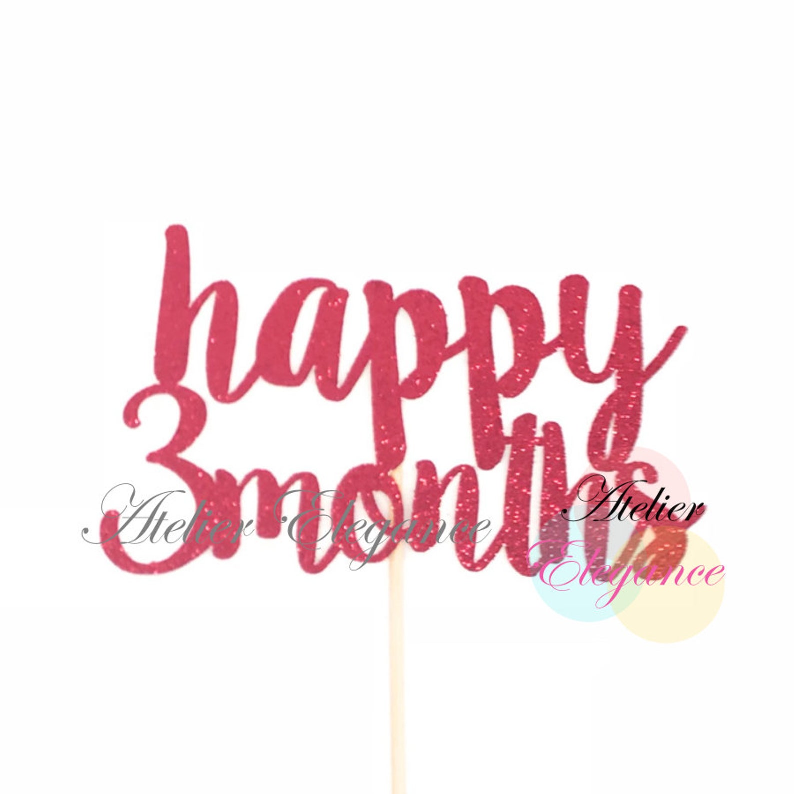 3 Months Birthday Cake Topper, Happy 3 Months Cake Topper, 3 Months ...