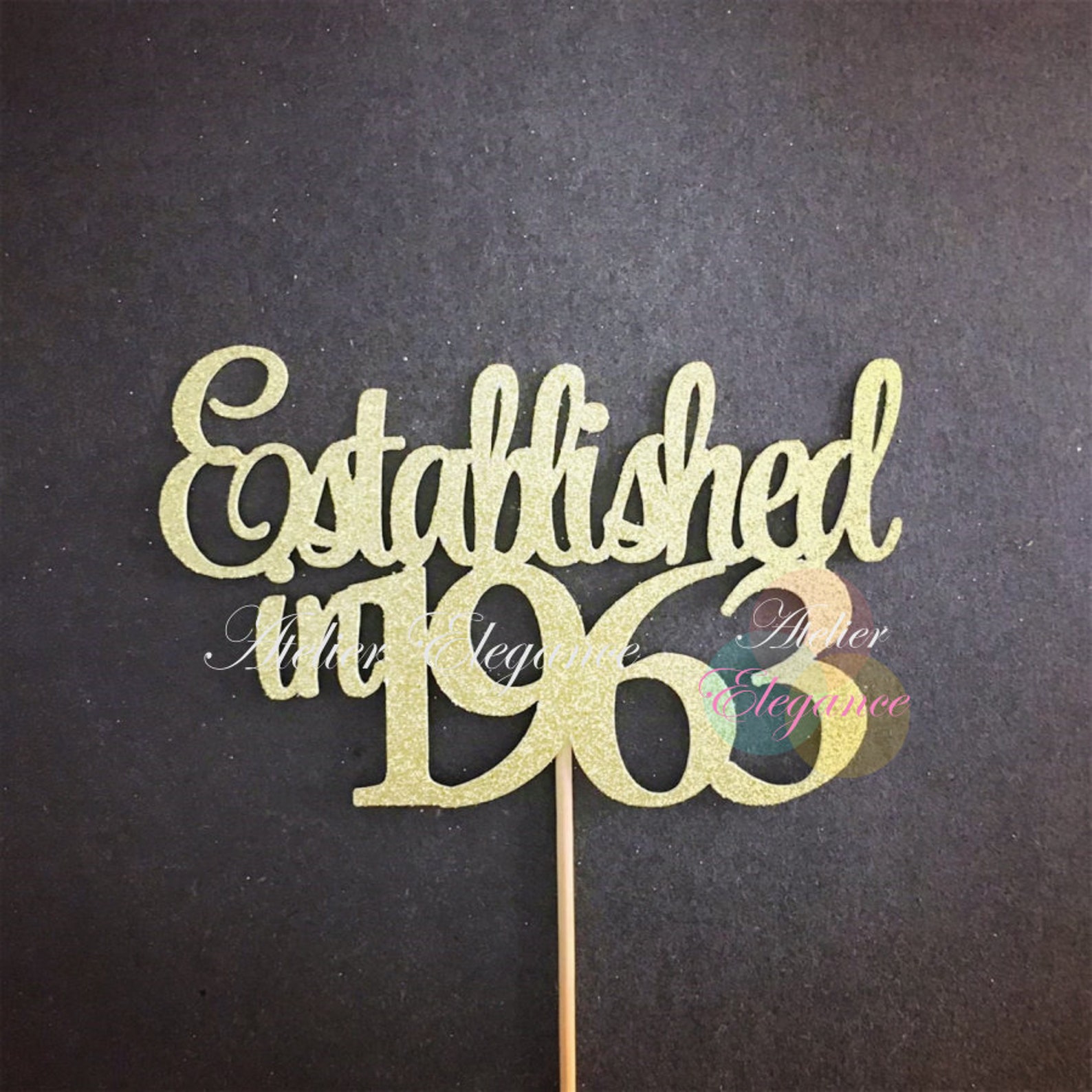 Established in 1963 Cake Topper, Birthday Cake Topper, Birth Year Cake ...