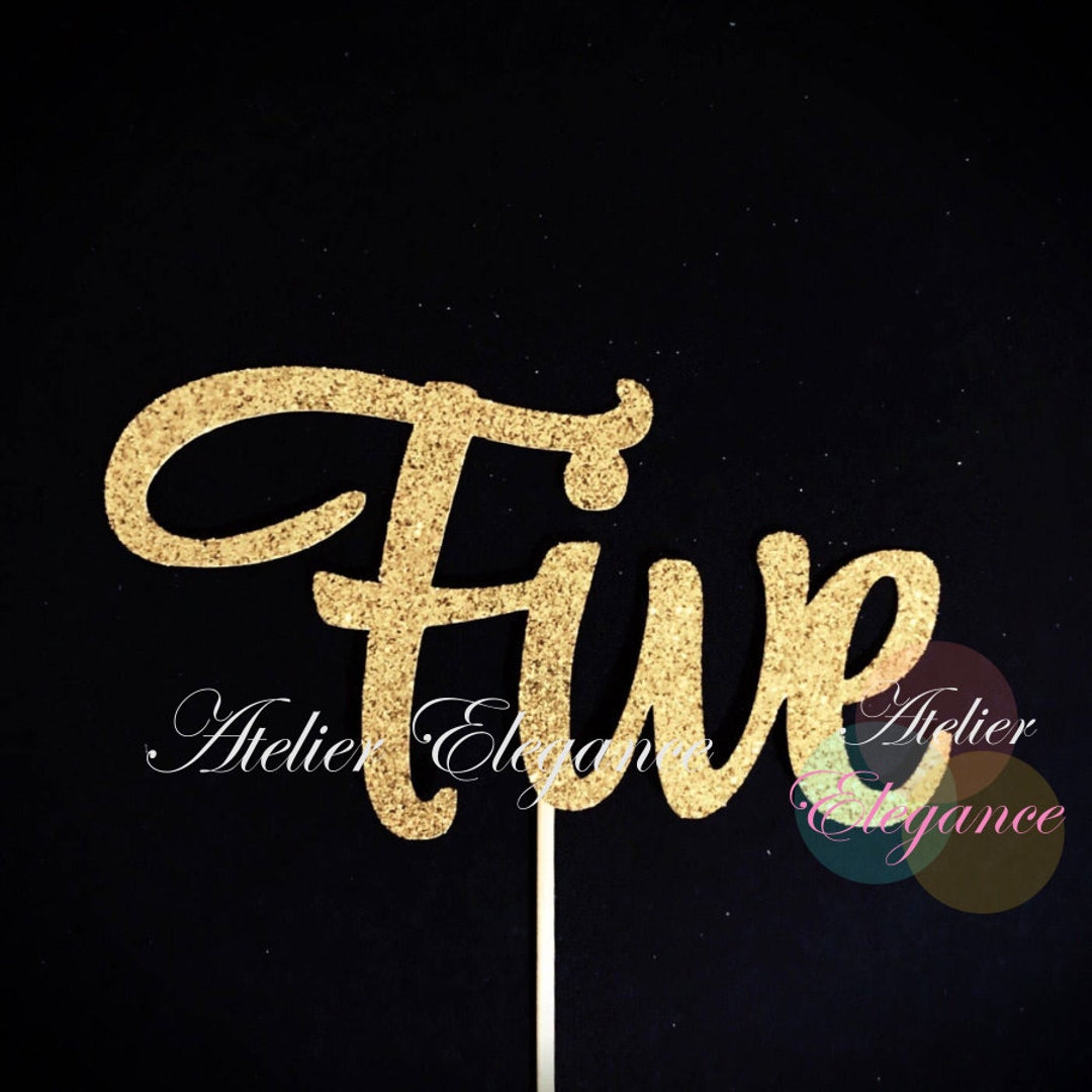 Five Cake Topper, Fifth Birthday Cake Topper, 5 Cake Topper, 5th ...