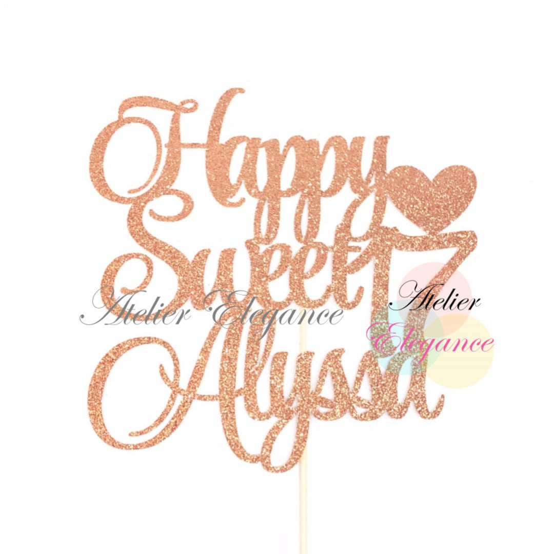 ANY NAME, Happy Sweet 17 Cake Topper, Happy 17th Birthday Cake Topper ...
