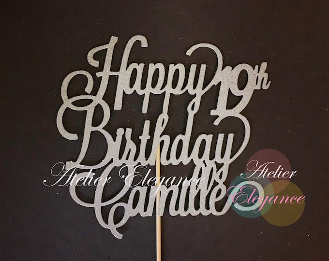 Nineteen Topper, 19 Cake Topper, Happy 19th Cake Topper, 19th Birthday ...