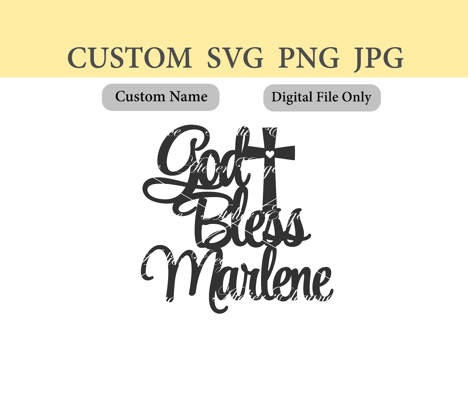 Any Name, God Bless File, SVG, Png, Jpg Cut File, God Bless Name SVG ...