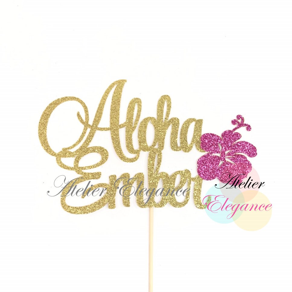 ANY NAME Tropical Party Cake Topper Aloha Baby Cake Topper - Etsy