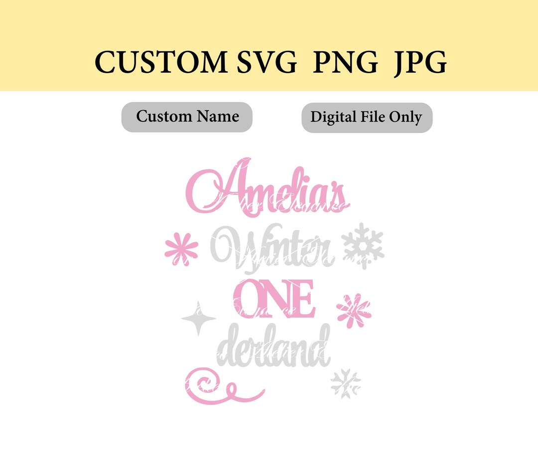 Any Name, Winter Onederland File, SVG, PNG, JPG, Cut File, Winter ...