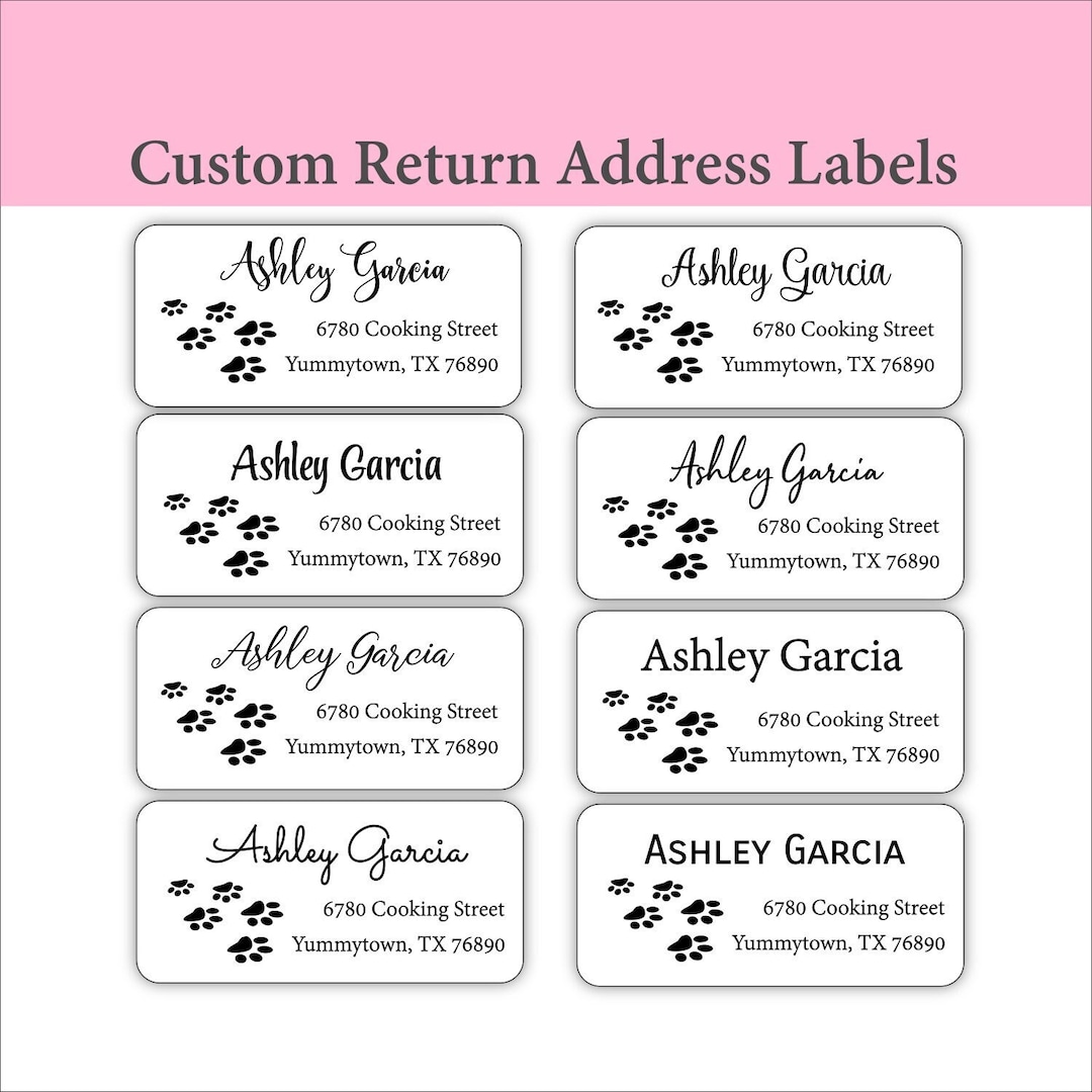Paw Print Return Address Label, Custom Label, Name Address Labels ...