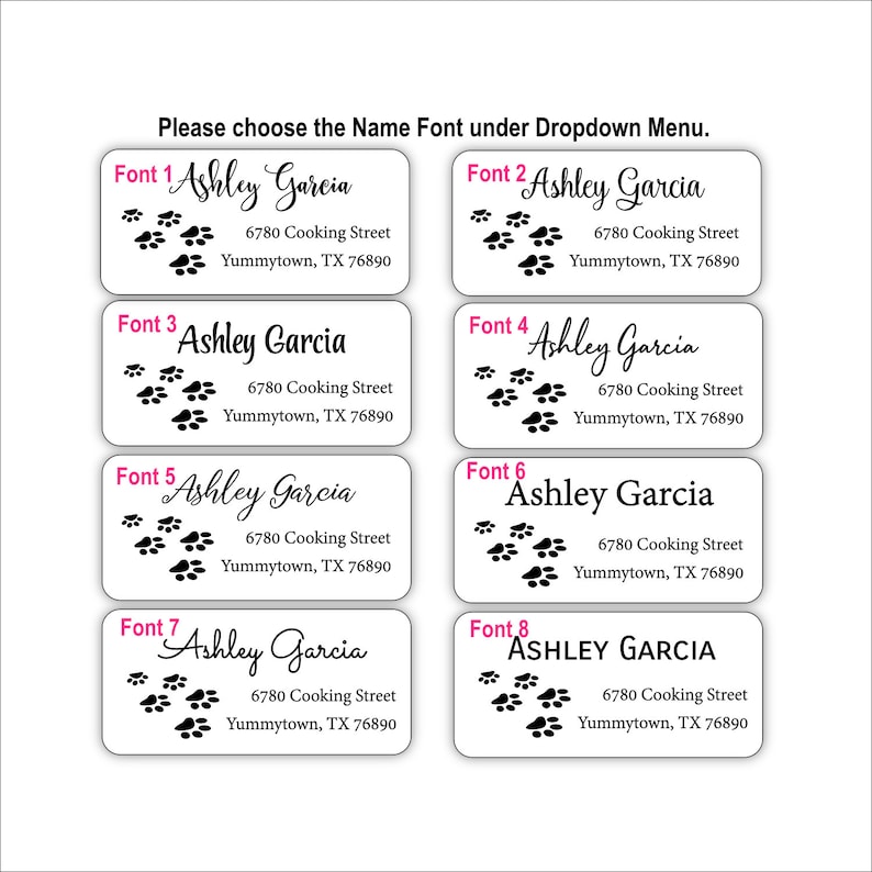 Paw Print Return Address Label, Custom Label, Name Address Labels ...