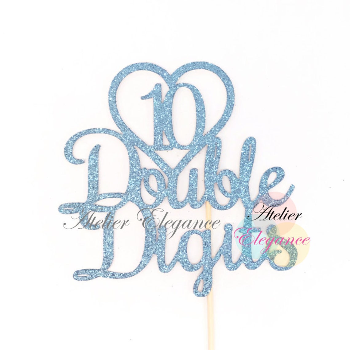 Double Digits Cake Topper, 10th Birthday Cake Topper, 10 Cake Topper ...