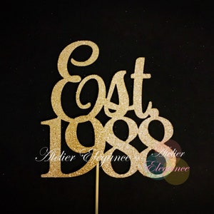 Established in 1988 Cake Topper, Est. 1988 Cake Topper, Birth Year Cake ...