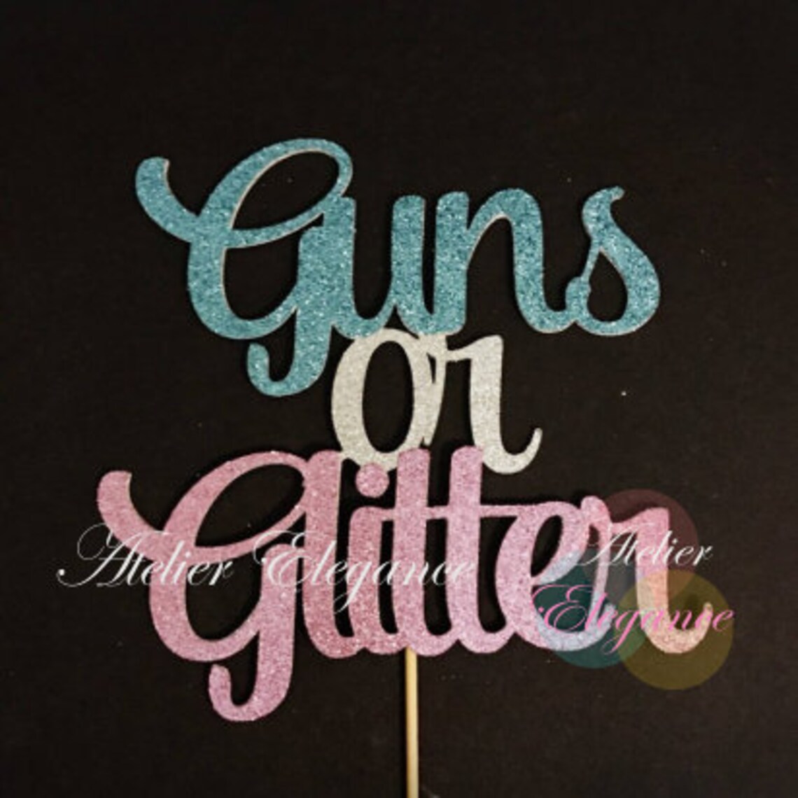 Guns or Glitter Cake Topper Gender Reveal Cake Topper Its a | Etsy