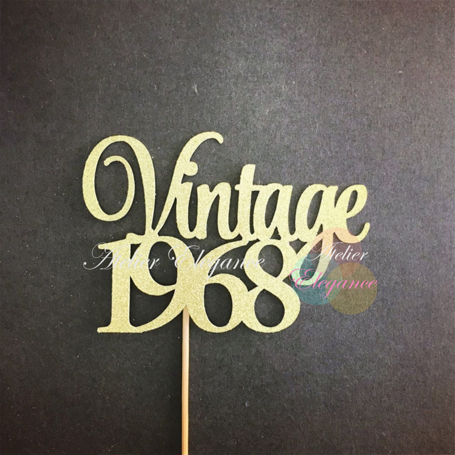 Vintage 1968 Cake Topper, Birthday Cake Topper, Birth Year Cake Topper ...