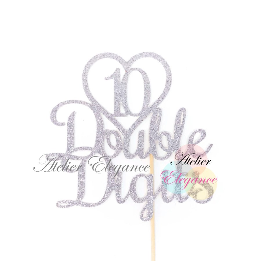 Double Digits Cake Topper, 10th Birthday Cake Topper, 10 Cake Topper ...