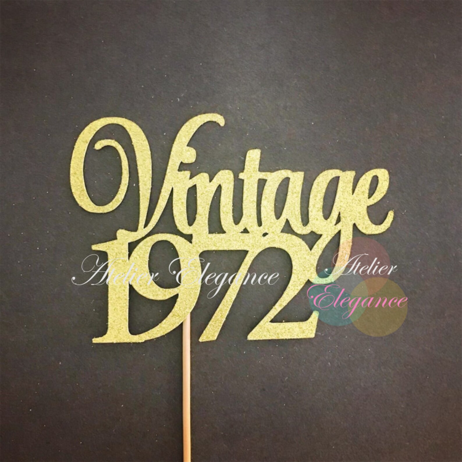 Vintage 1972 Cake Topper, Birthday Cake Topper, Birth Year Cake Topper ...