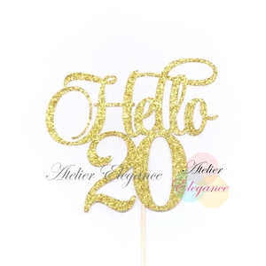 Hello 20 Cake Topper, 20th Birthday Cake Topper, 20th Birthday Party ...