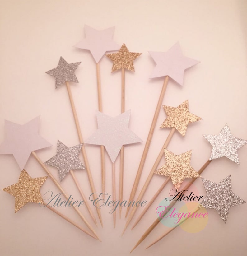 Set-glitter Star Cake Topper, Twinkle Twinkle Little Star Cake Topper ...