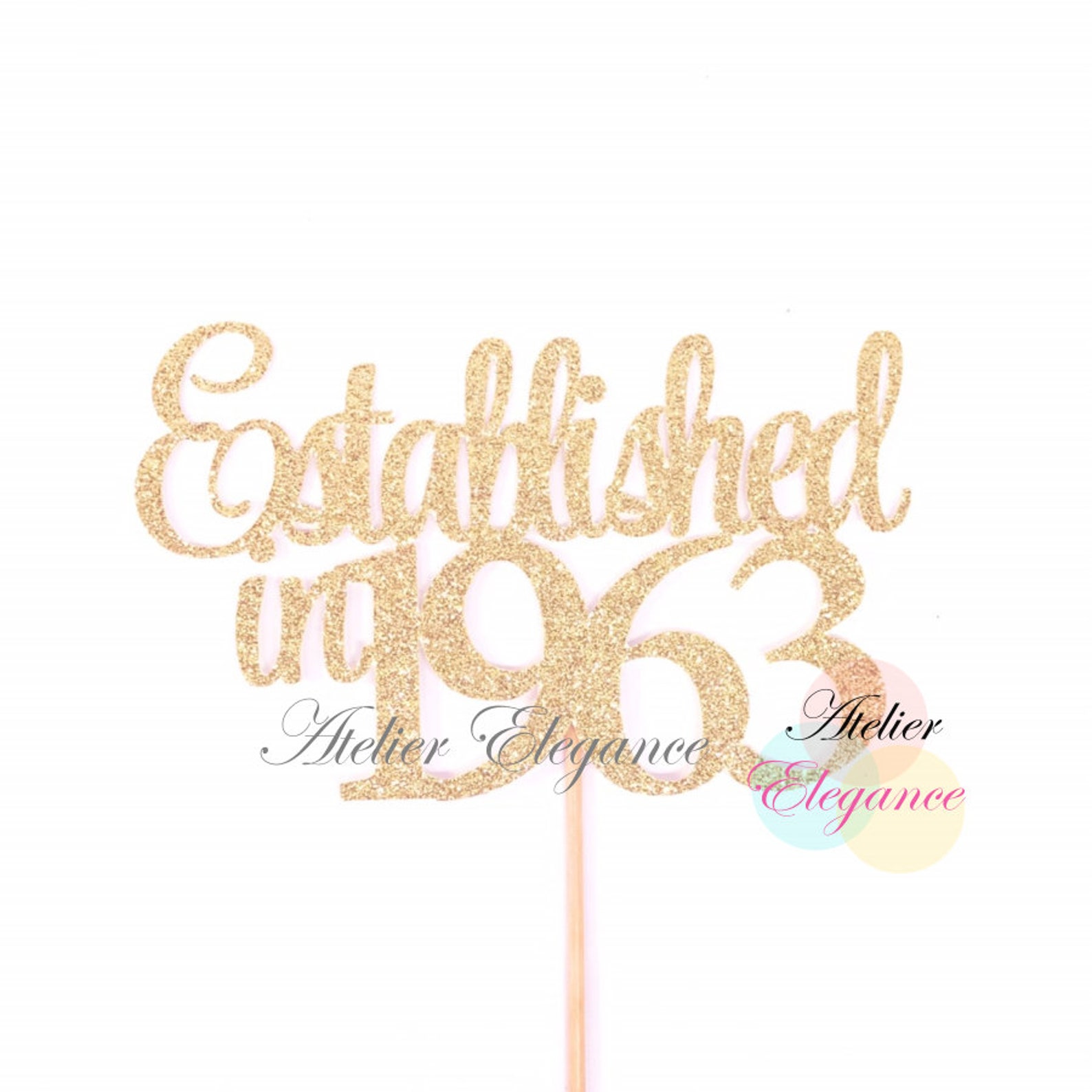 Established in 1963 Cake Topper, Birthday Cake Topper, Birth Year Cake ...