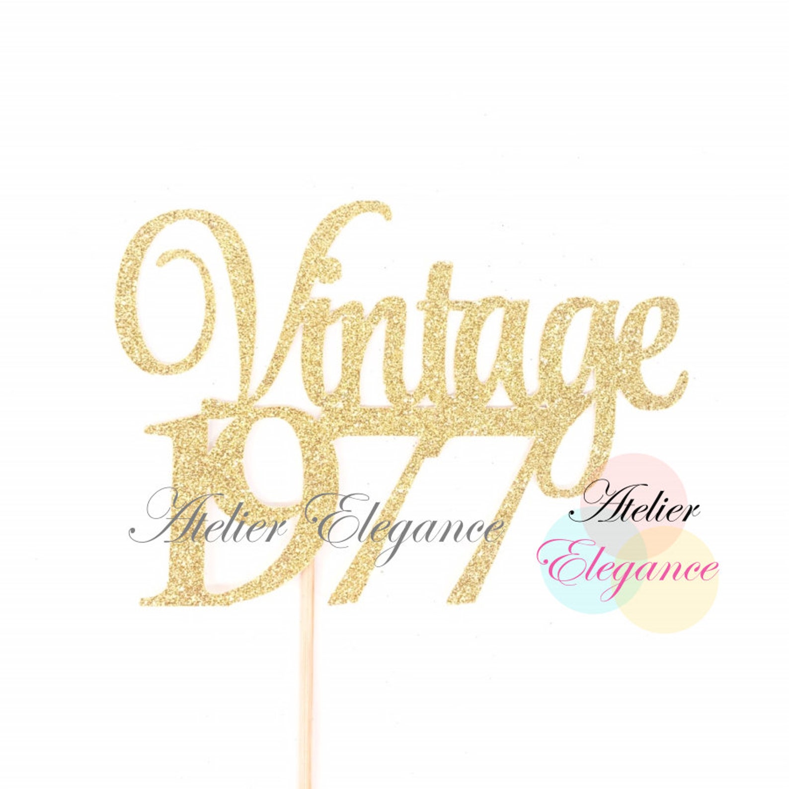 Vintage 1977 Cake Topper, Birthday Cake Topper, Birth Year Cake Topper ...