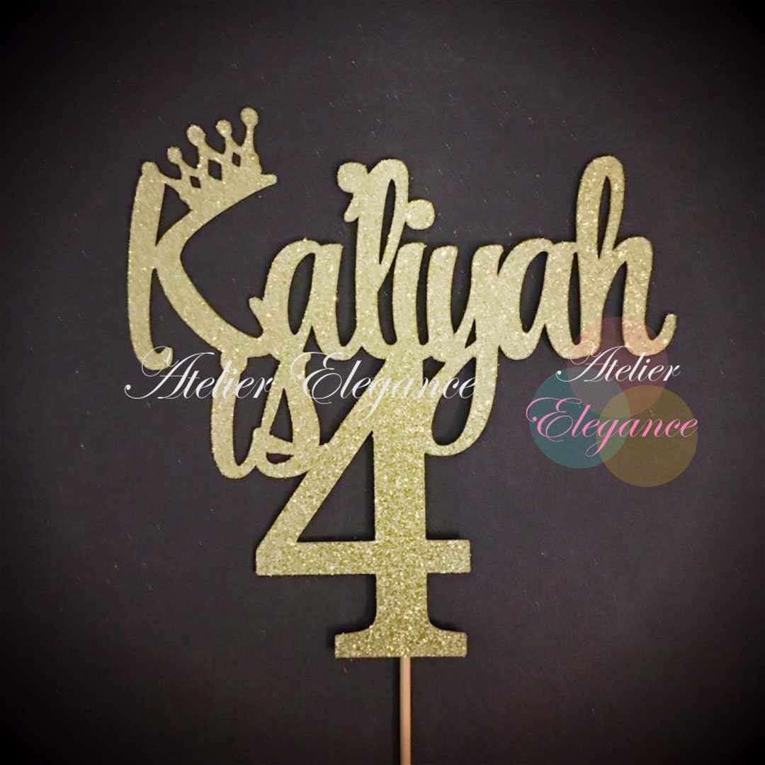 ANY NAME, Personalized Four Cake Topper, 4th Birthday Cake Topper, Four ...