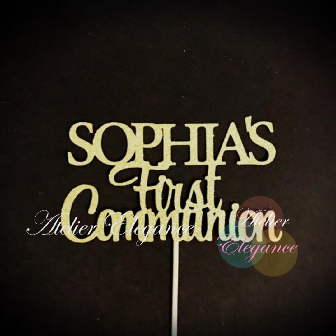 Personalized First Communion Cake Topper, God Bless Cake Topper ...