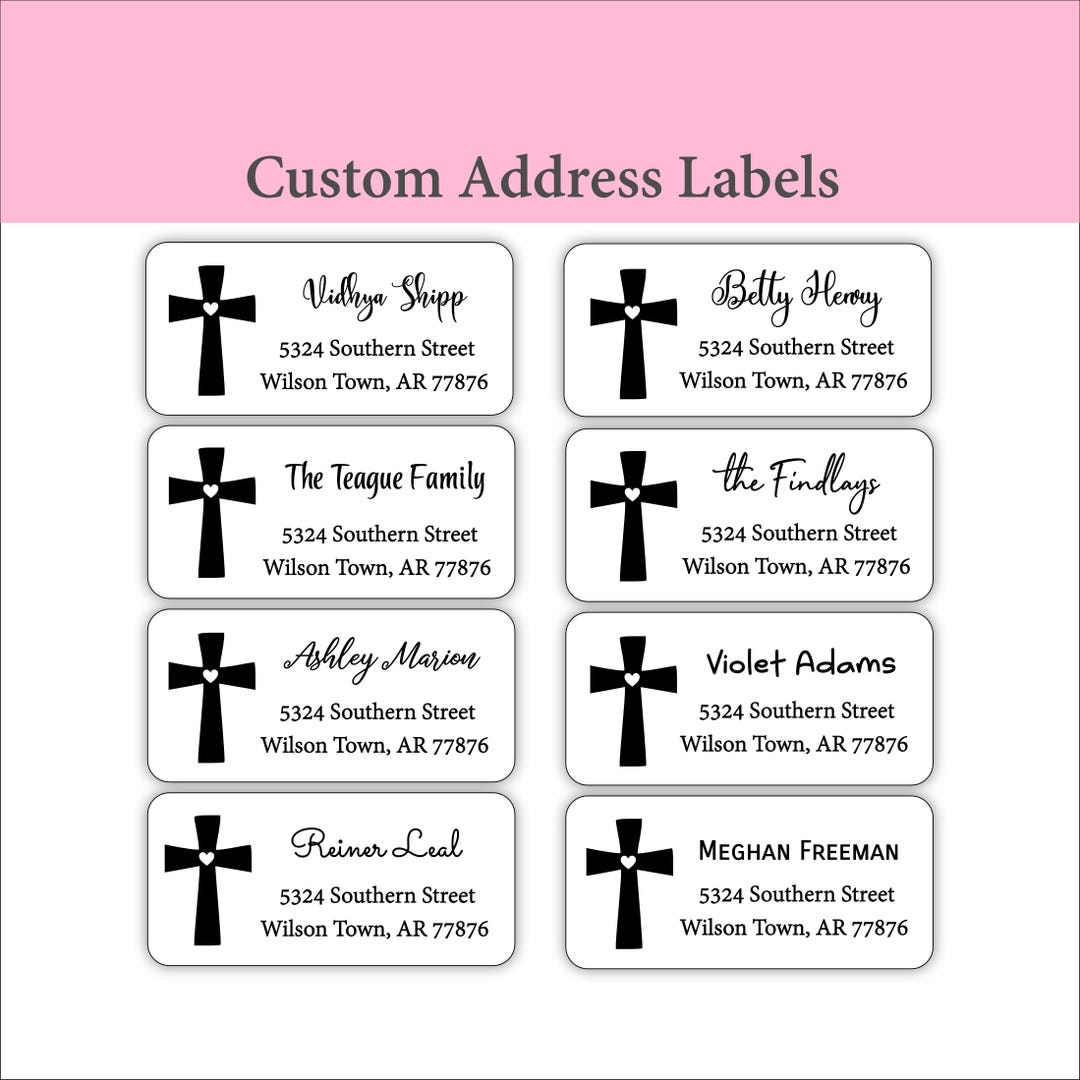 Cross Address Label, God Bless, Name Address Labels, Custom Label ...