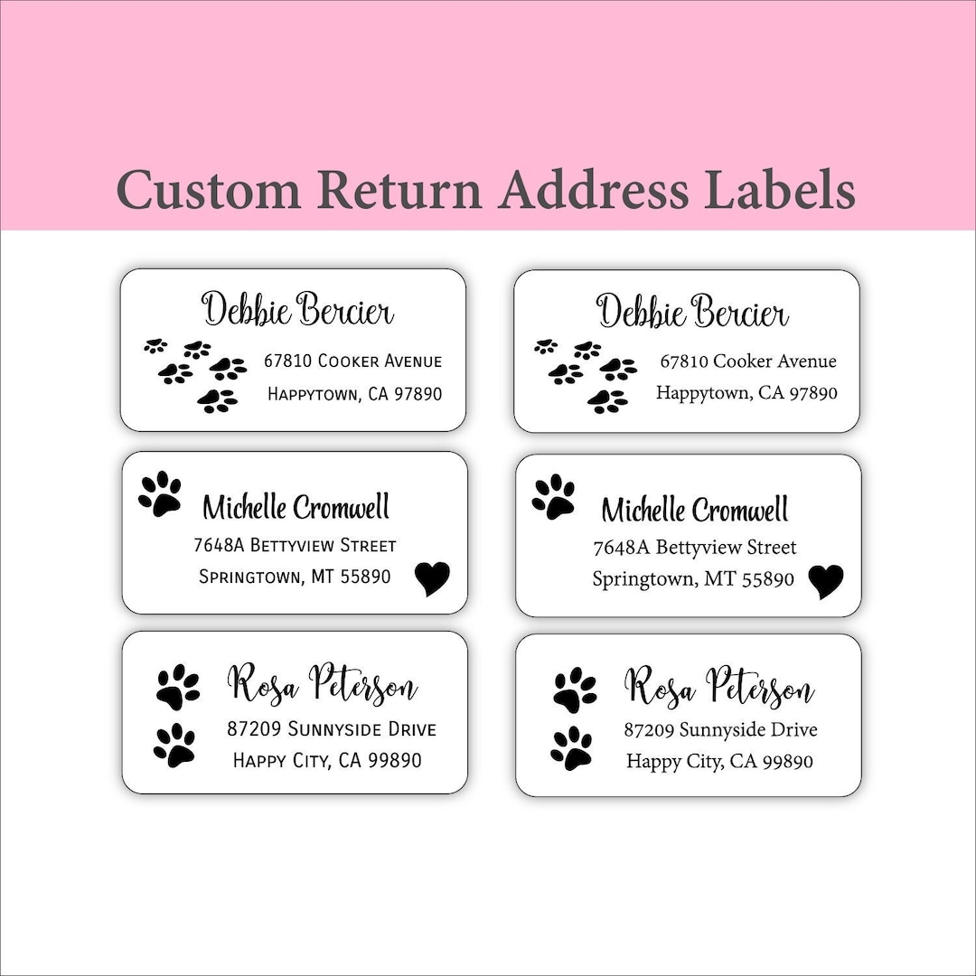 Paw Print Return Address Label, Envelope Labels, Name Address Labels ...