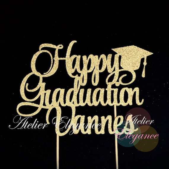 ANY NAME Happy Graduation Cake Topper Graduation Cake | Etsy