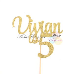 Any Name, Personalized Five Cake Topper, 5th Birthday Cake Topper, Five ...