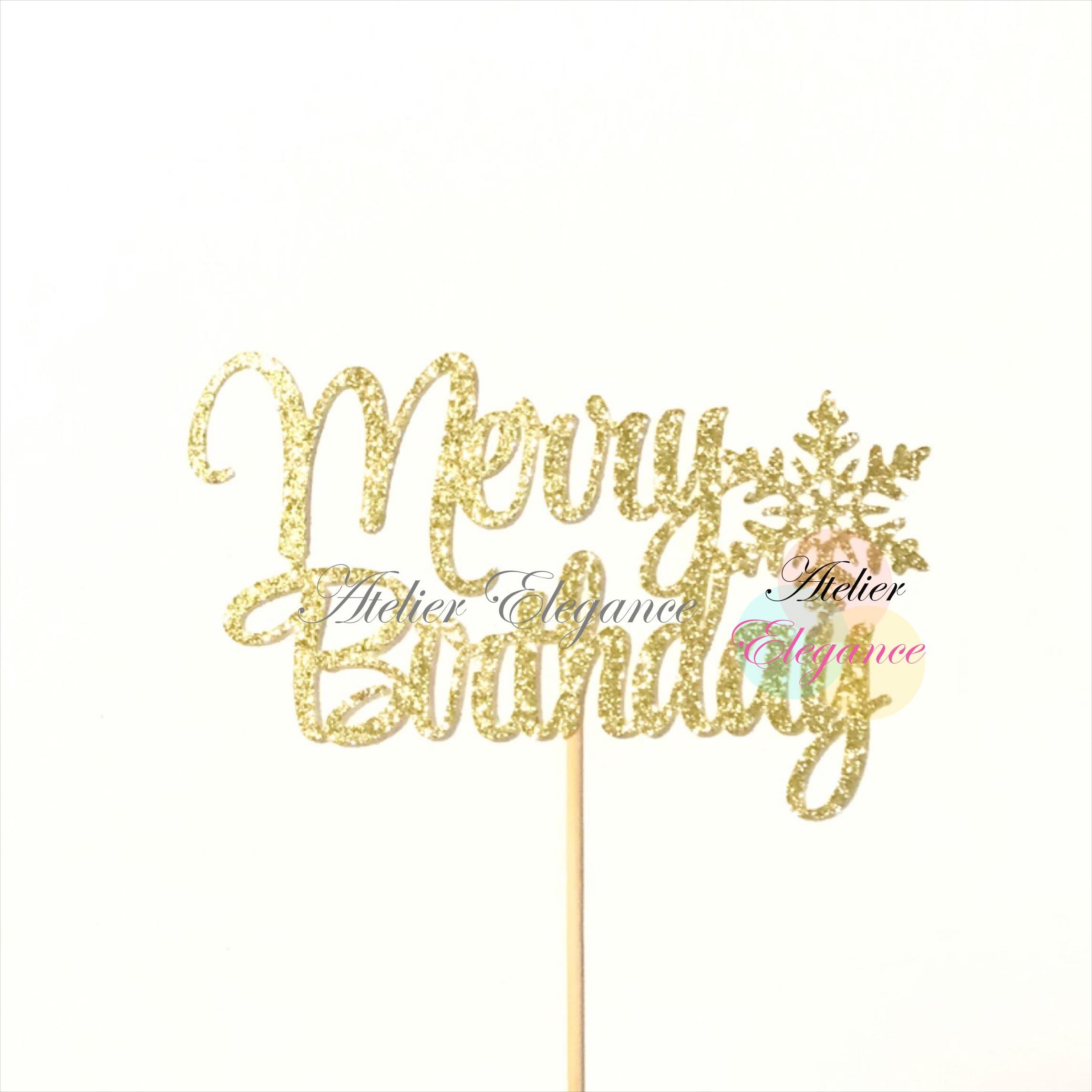 Merry Birthday Cake Topper, Christmas Birthday Cake Topper, Winter ...