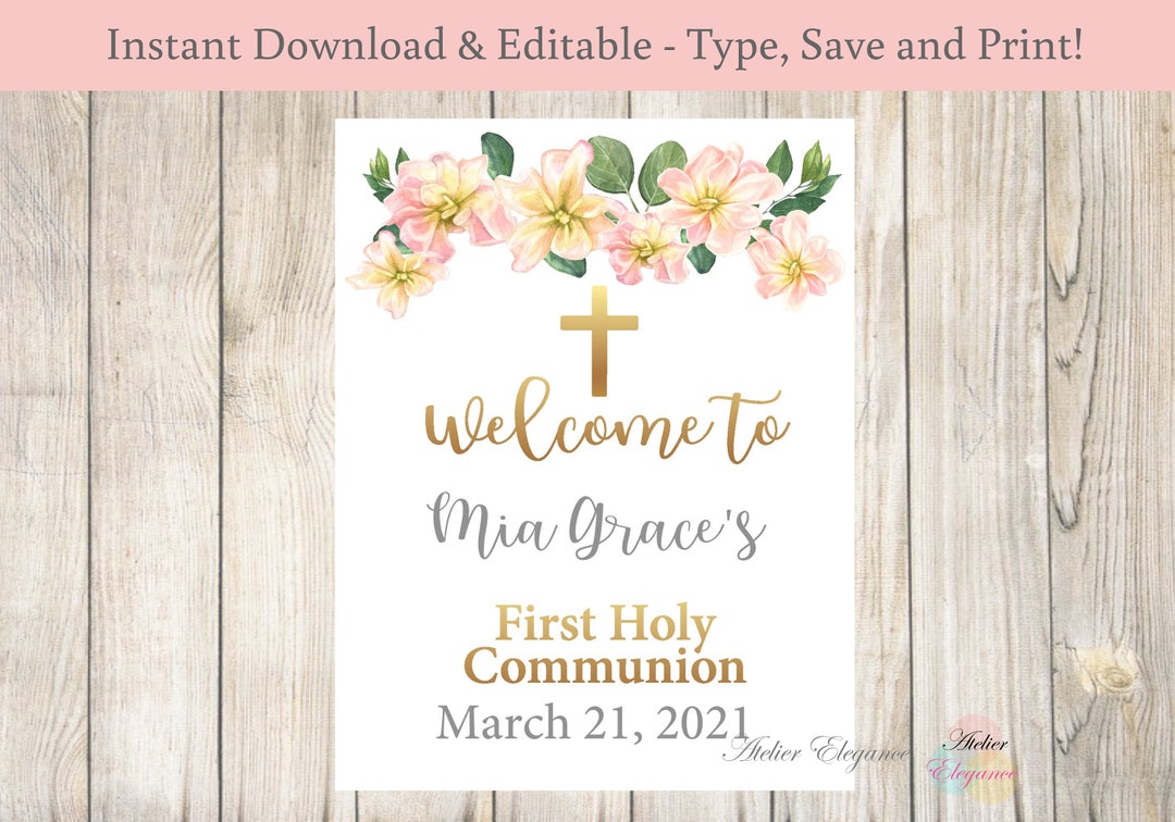 Editable - First Holy Communion Welcome Sign, Communion Decorations ...