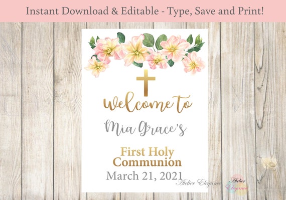 Editable First Holy Communion Welcome Sign Communion - Etsy