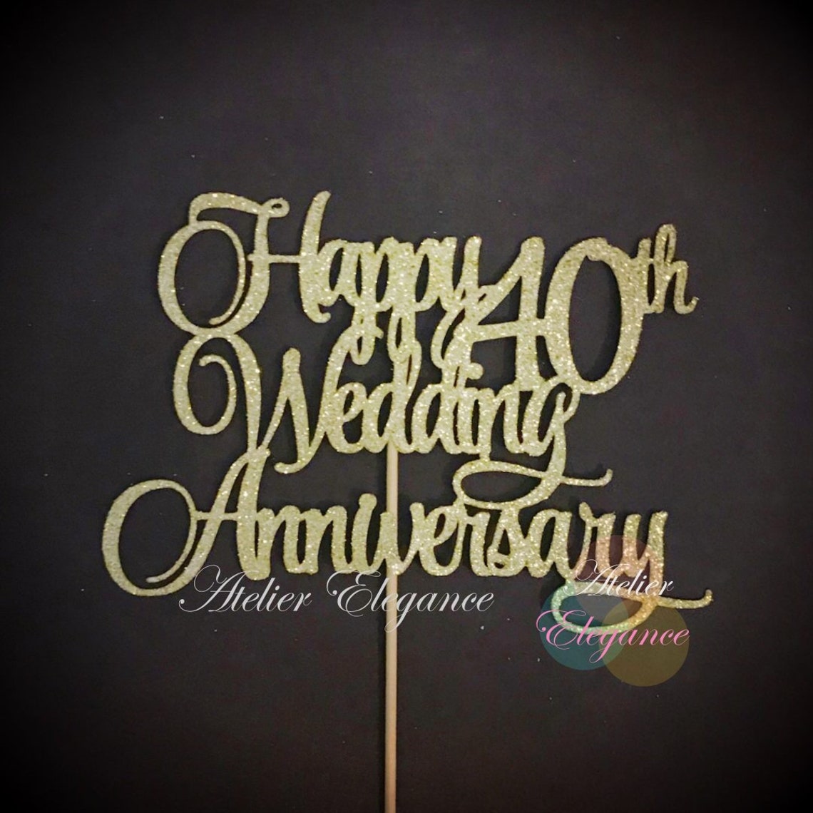 Happy 40th Wedding Anniversary Topper Anniversary Cake | Etsy