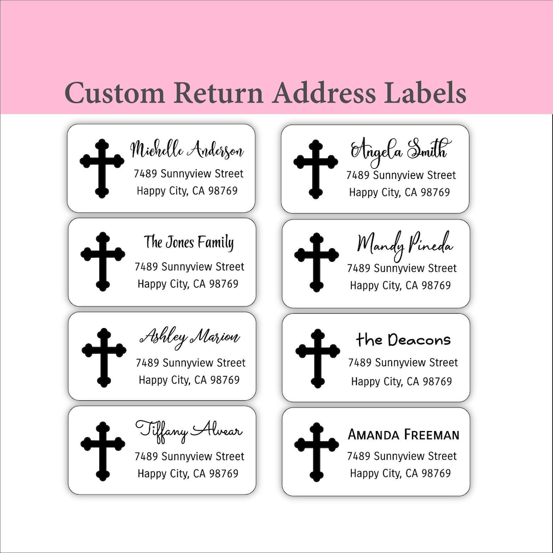 Cross Return Address Label, Custom Label, Envelope Labels, Name Address ...