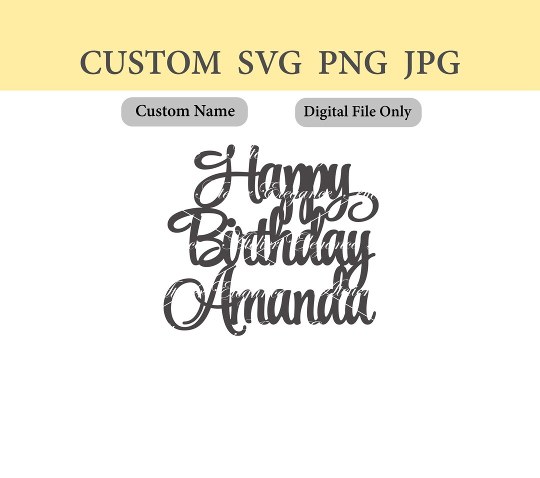 Any Name, Happy Birthday File, SVG, PNG, Jpg Cut File, Custom Happy ...