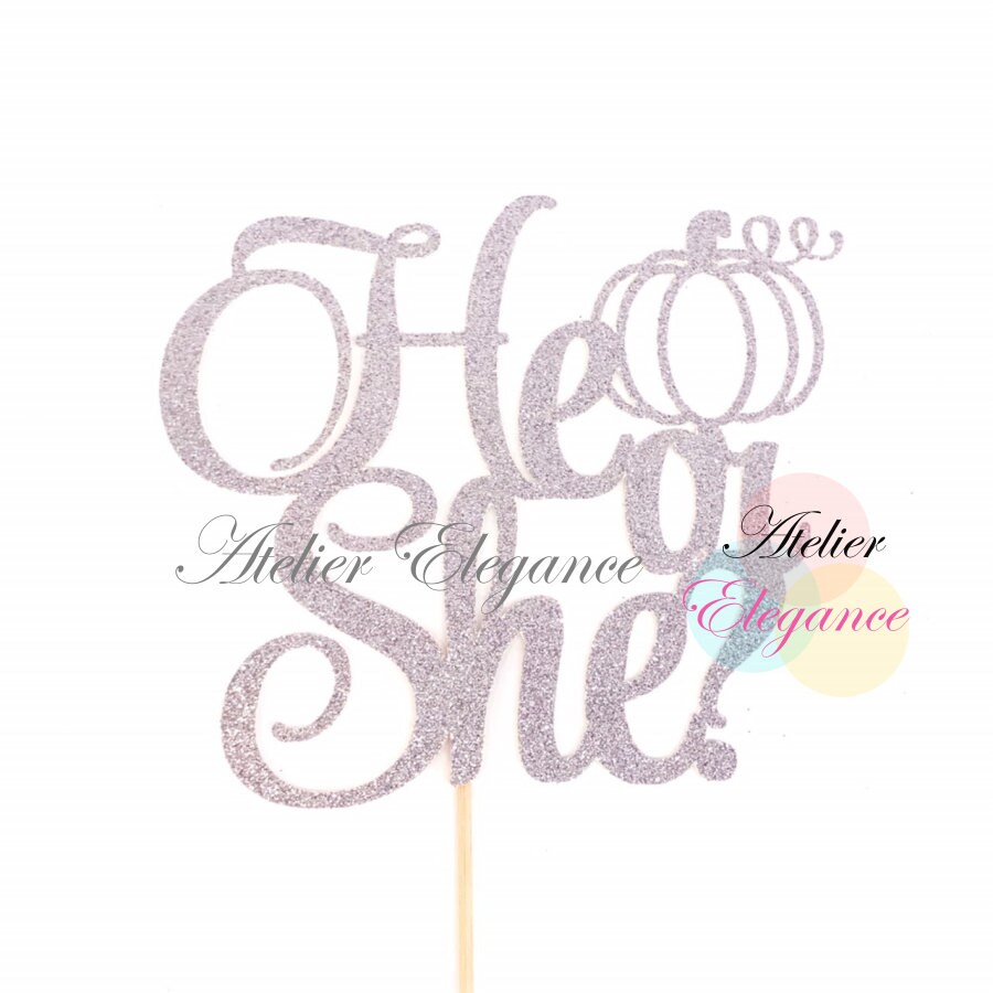 He or She Cake Topper, Gender Reveal Cake Topper, Fall Gender Reveal ...