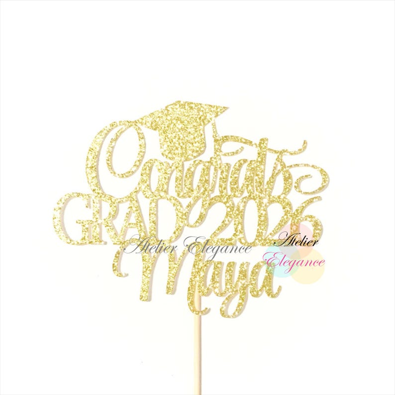ANY NAME, Congrats Grad 2026 Cake Topper, Personalized Graduation Cake ...