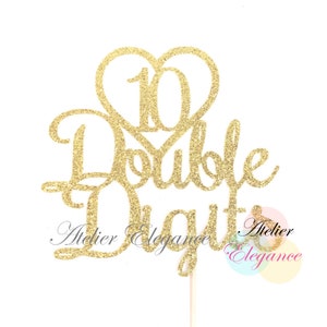 Double Digits Cake Topper, 10th Birthday Cake Topper, 10 Cake Topper ...