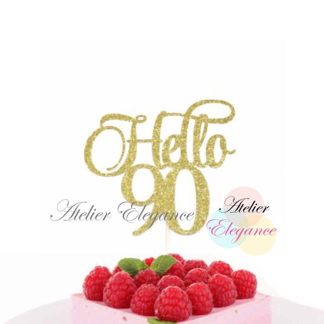 Hello 90 Cake Topper, 90th Birthday Cake Topper, 90th Birthday Party ...