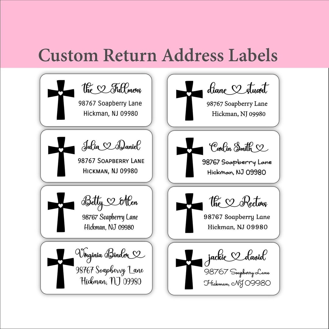 Cross Return Address Label, God Bless, Custom Label, Name Address ...