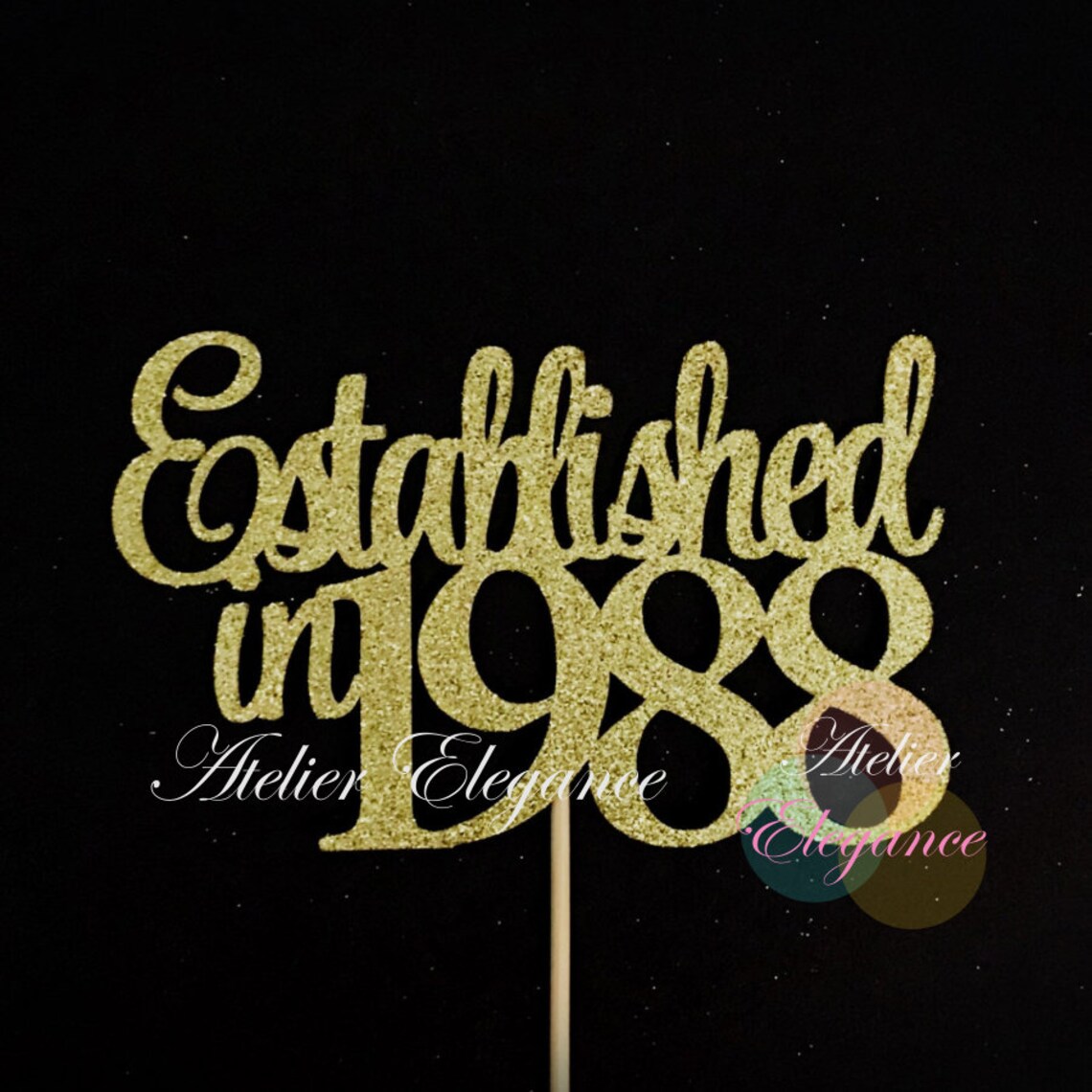 Established in 1988 Cake Topper, Birthday Cake Topper, Birth Year Cake ...