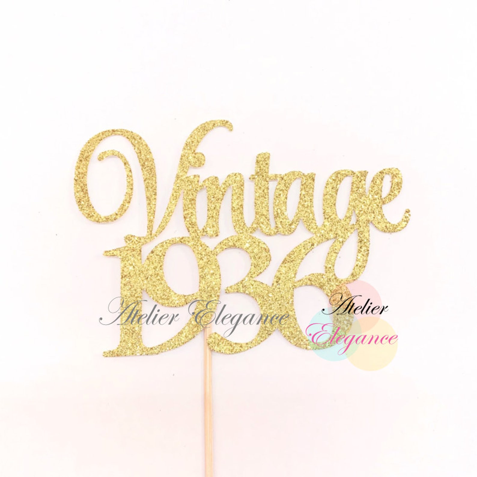 Vintage 1936 Cake Topper, Birthday Cake Topper, Birth Year Cake Topper ...