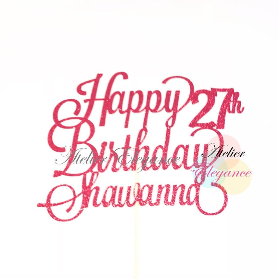 ANY Name ANY Age, Happy 27th Birthday Cake Topper, Twenty Seven Topper ...