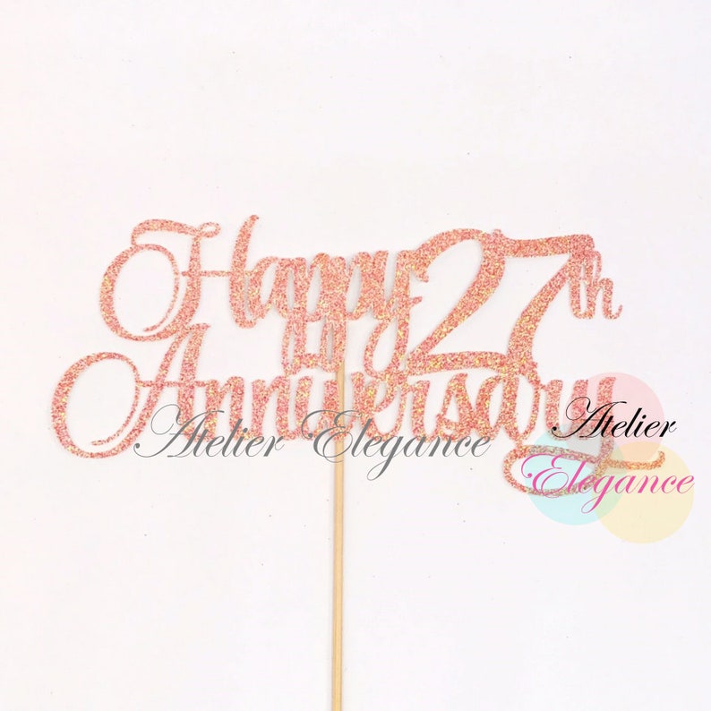 Happy 27th Anniversary Cake Topper Wedding Anniversary Cake | Etsy